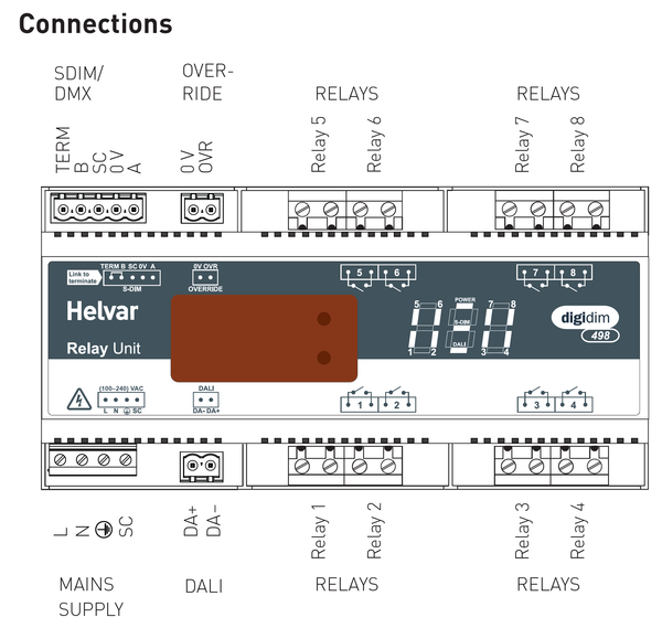 Bộ Relay Helvar - 498 8 × 16 A Relay Unit - hdptech
